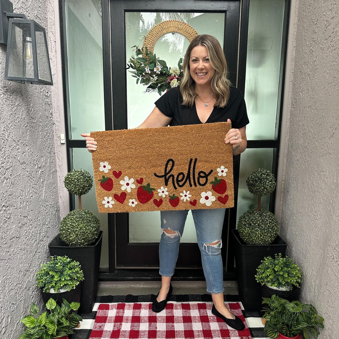 Strawberry Doormat Flowers, Colorful Doormat Summer, Strawberry Decor ...