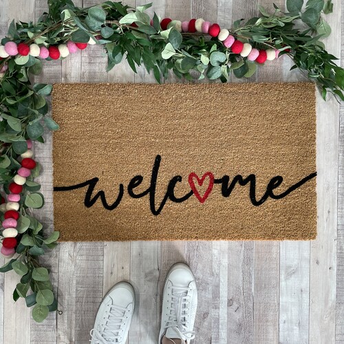 Valentine's Welcome Mat Valentine's Doormat Spring | Etsy
