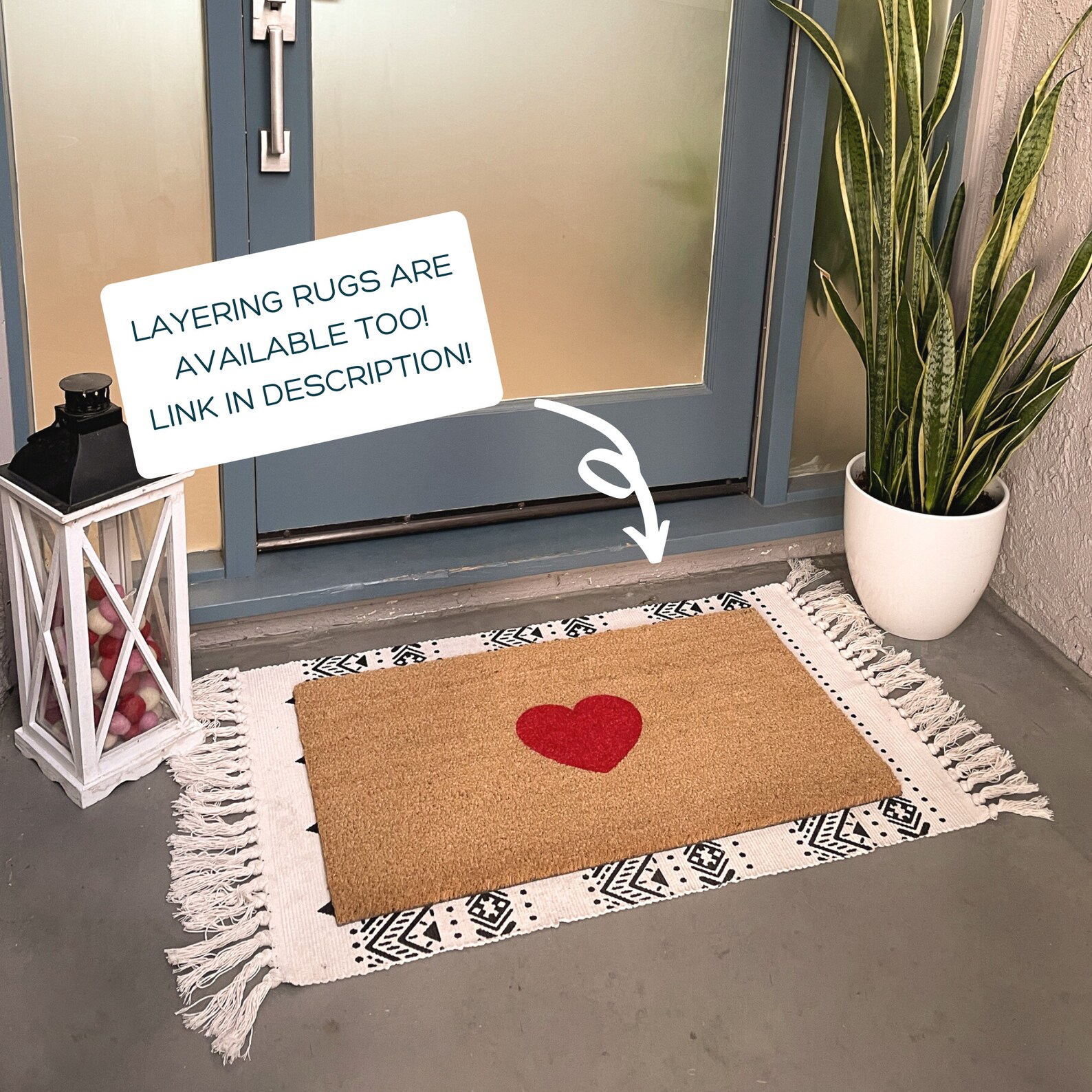 Simple Heart Welcome Mat, Valentine's Doormat Colorful, Front Porch ...