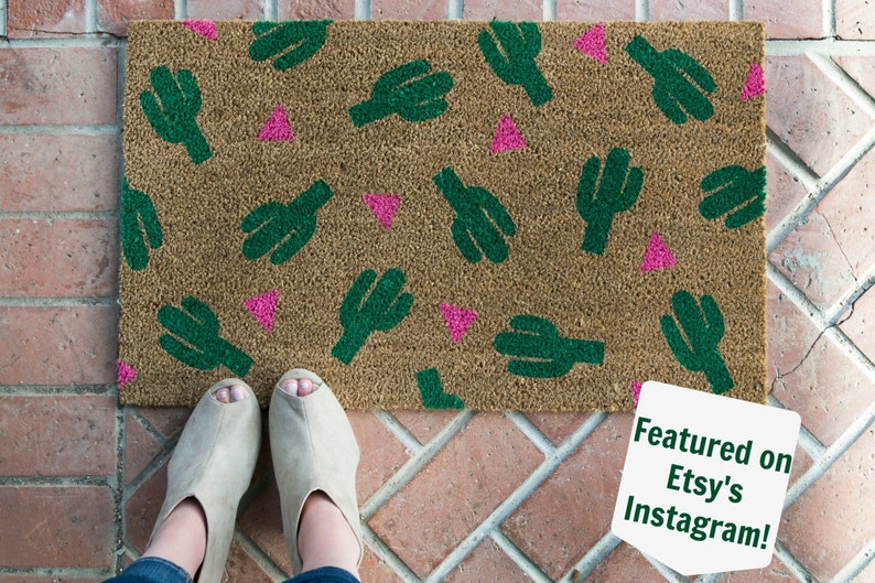 Cactus Door Mat, Cute Welcome Mat for Front Porch, Trendy Home Decor ...