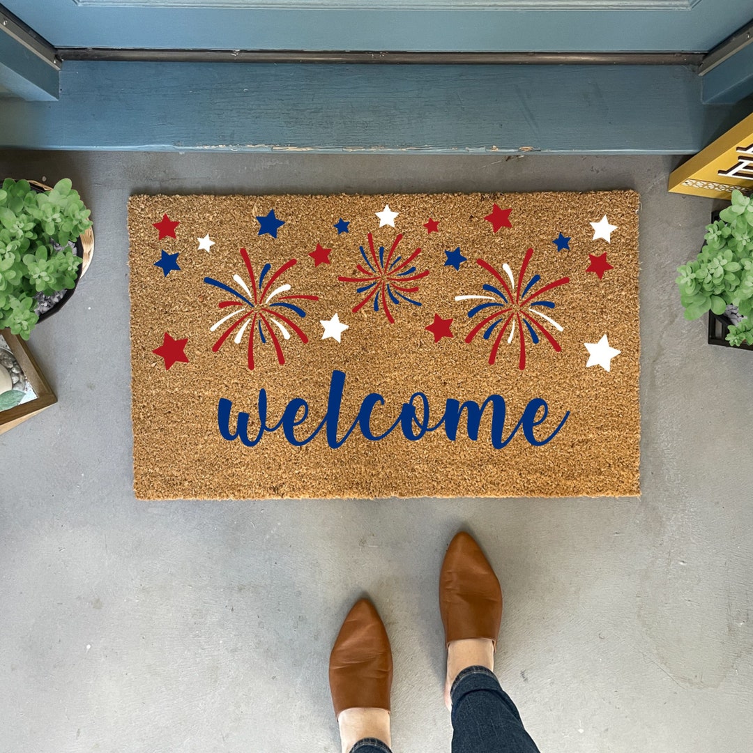 Fireworks Doormat Summer, Fourth of July Doormat Outdoor, Summer Porch ...