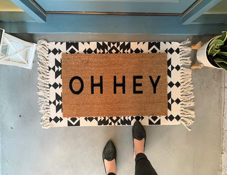 Modern Doormat Oh Hey Mid-century Decor Cute Doormat Coir - Etsy