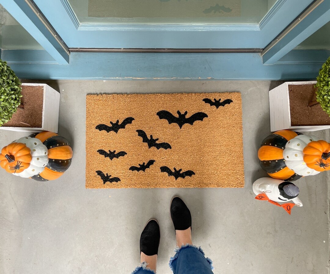 Halloween Doormat, Bat Welcome Mat, Halloween Decor Outdoor, Fall Porch ...