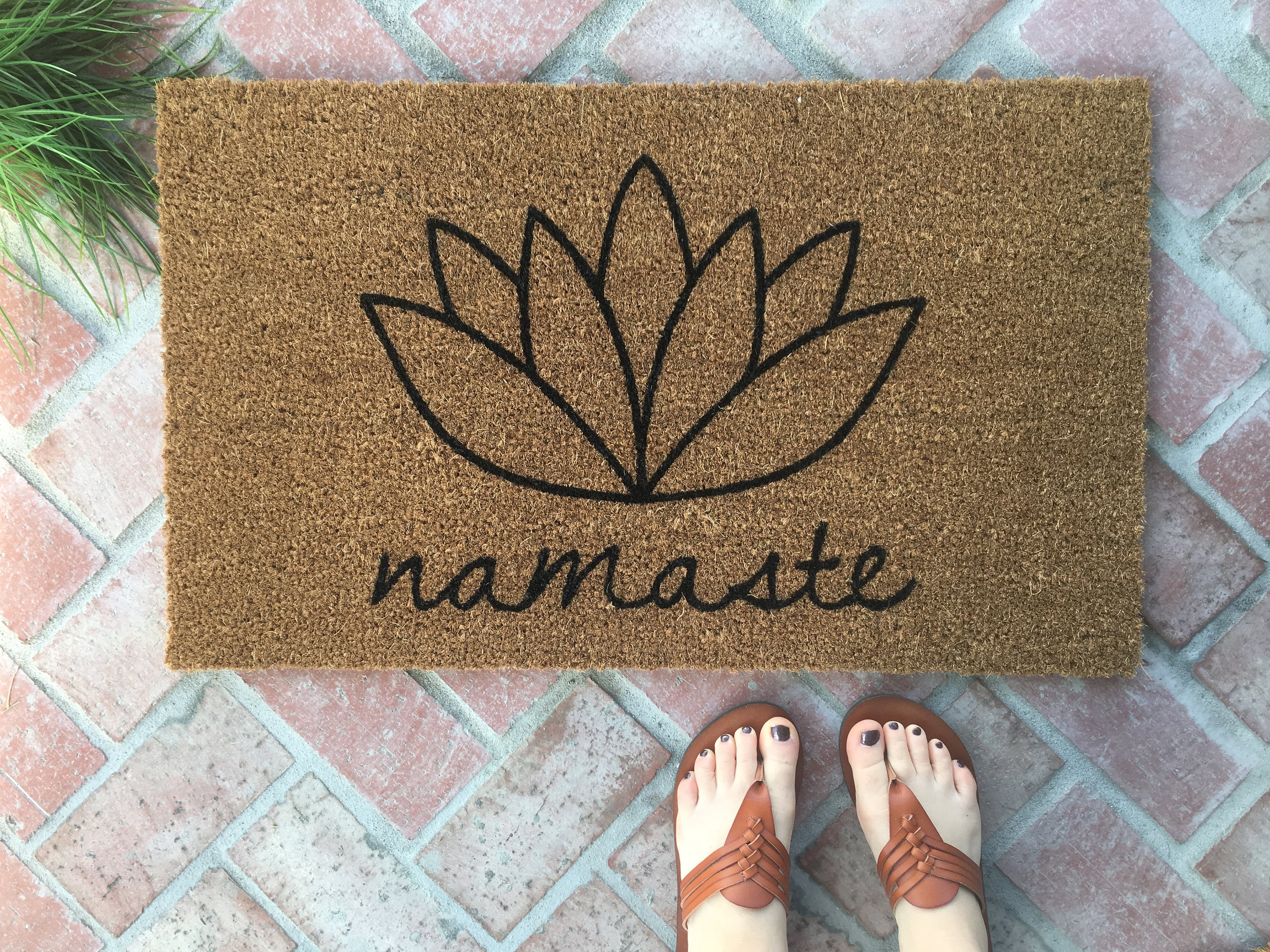 Namaste Doormat, Yoga Doormat Flower, Outdoor Welcome Mat, Housewarming ...
