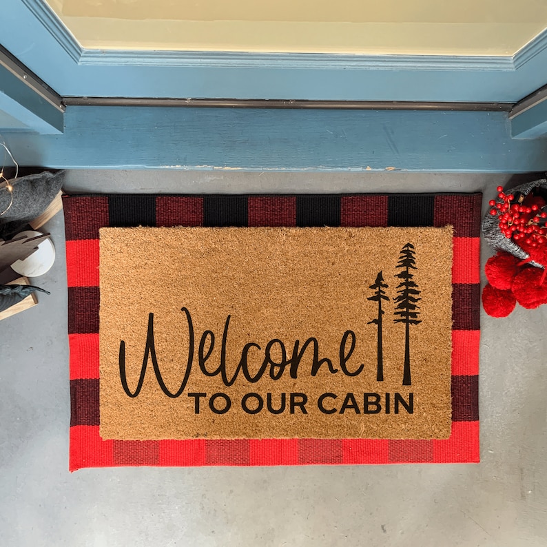 Cabin Doormat, Outdoor Doormat, Welcome to Our Cabin, Cabin Decor ...