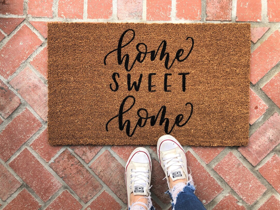 Home Sweet Home Doormat, Farmhouse Doormat, New Home Gift, Calligraphy ...