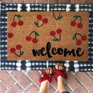 Cherry Doormat, Cherry Decor for Porch, Front Door Mat, Housewarming ...