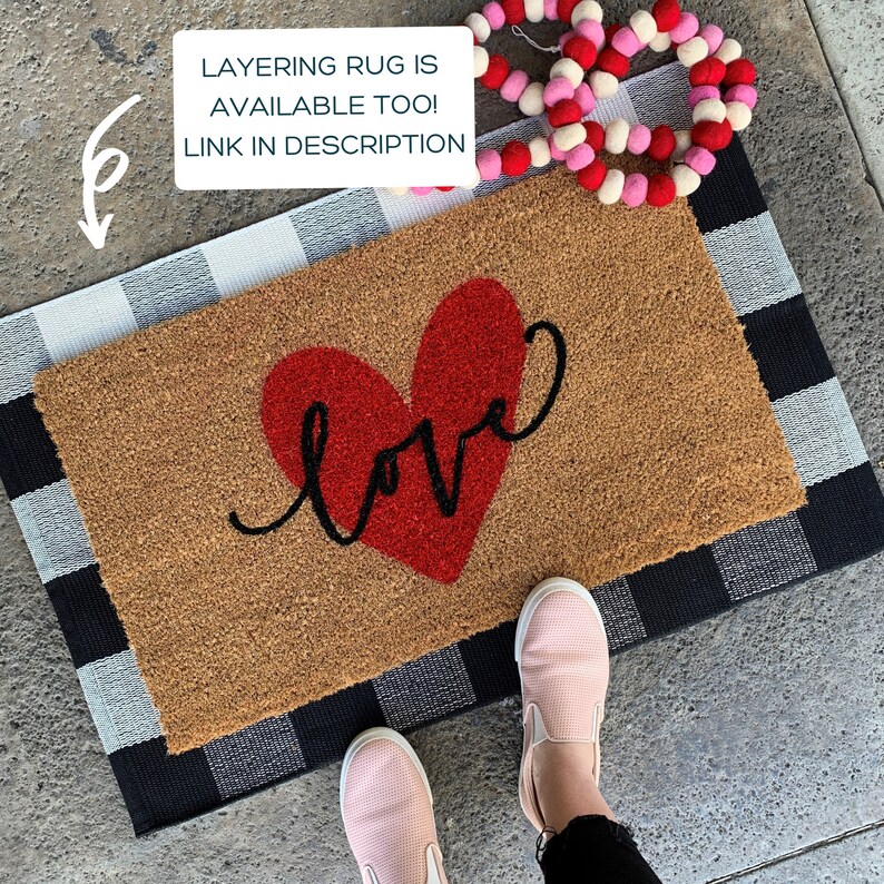 Valentine's Welcome Mat Spring Door Mat Heart Decor - Etsy