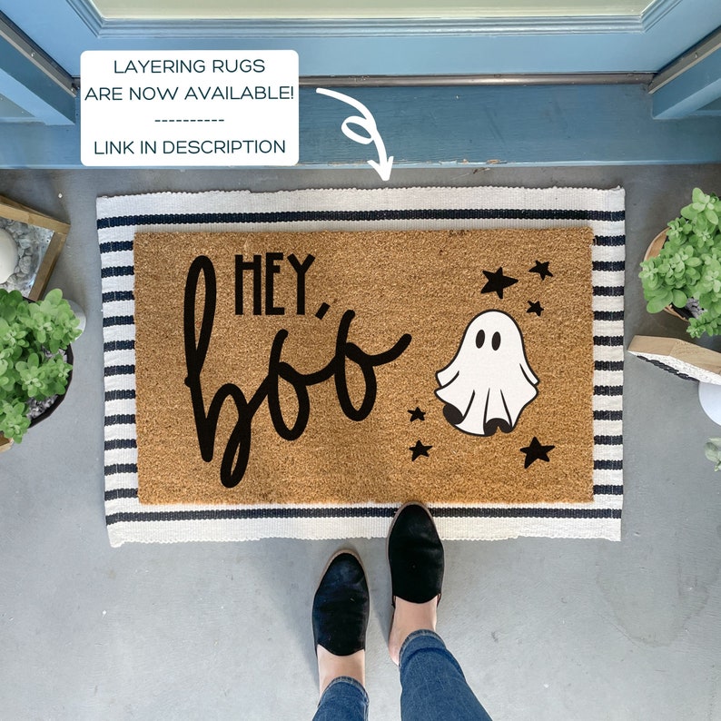 Hey Boo Doormat Halloween, Ghost Doormat Large, Outdoor Halloween Decor ...