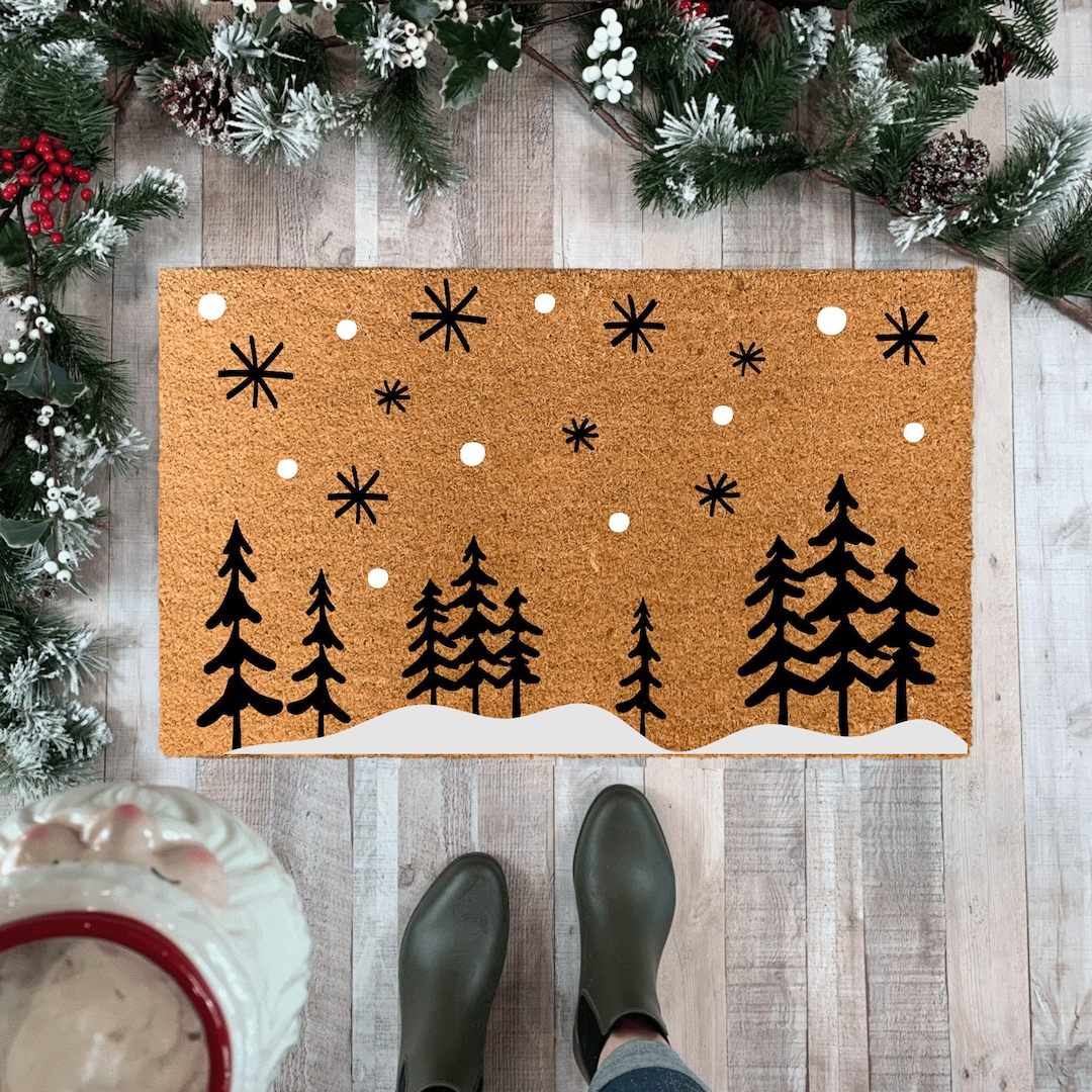 Winter Doormat Coir, Christmas Doormat Snowflakes, Christmas Decor for ...