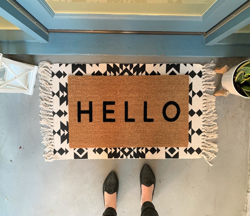 Modern Doormat, Hello Door Mat, Mid-century Decor, Cute Doormat, Coir ...