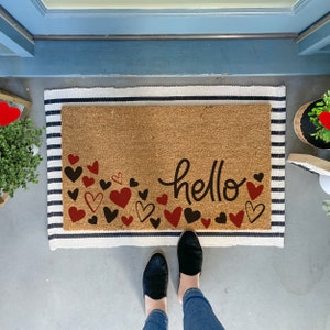 Valentines Doormat, Valentine's Front Porch Decor, Heart Doormat ...