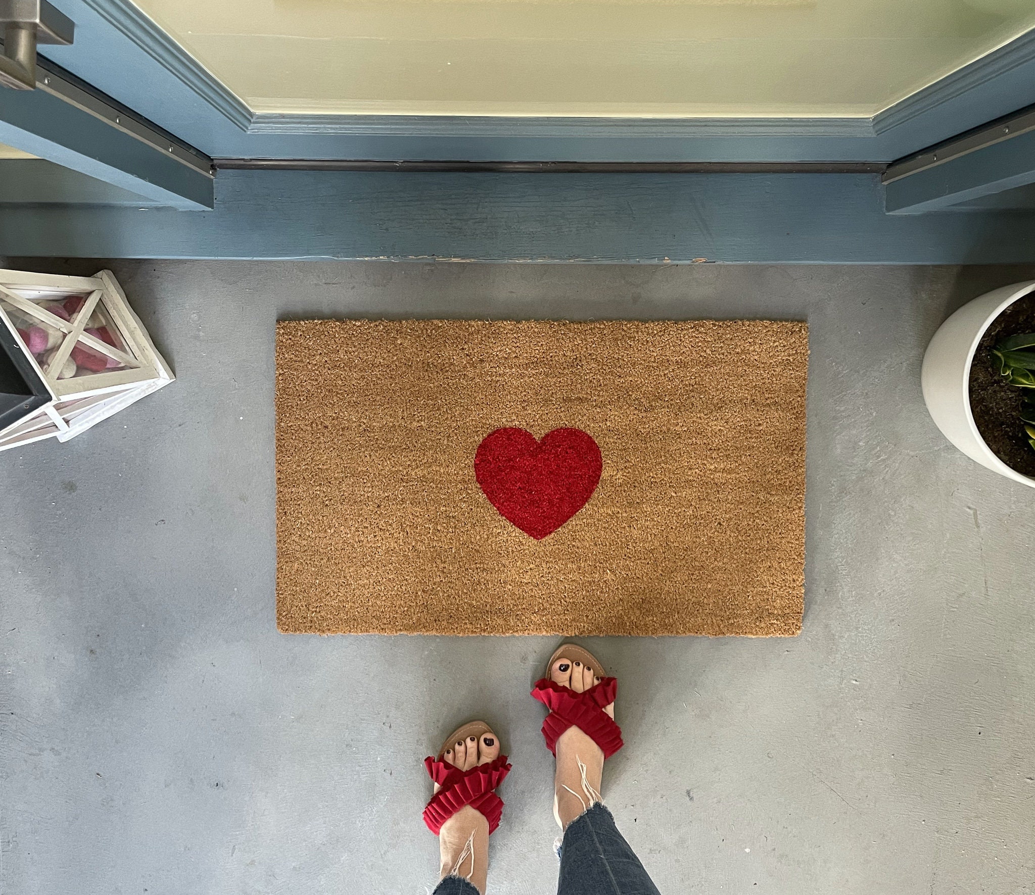 Simple Heart Welcome Mat, Valentine's Doormat Colorful, Front Porch ...