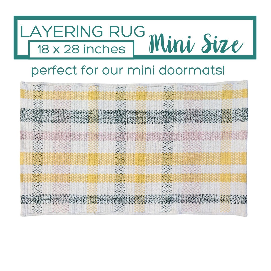 Mini Plaid Entry Rug, Small Doormat Layering Rug, Playhouse Rug Yellow ...