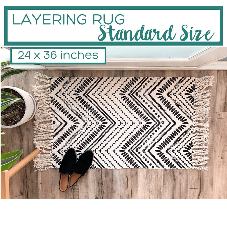 Black and White Rug Boho Rug Runner Doormat Layering Rug - Etsy