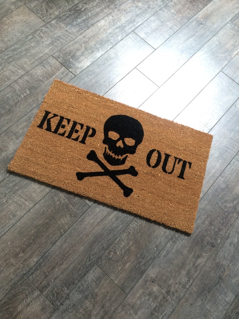 Keep Out Doormat, Skull Welcome Mat, Halloween Door Mat, Funny Welcome ...