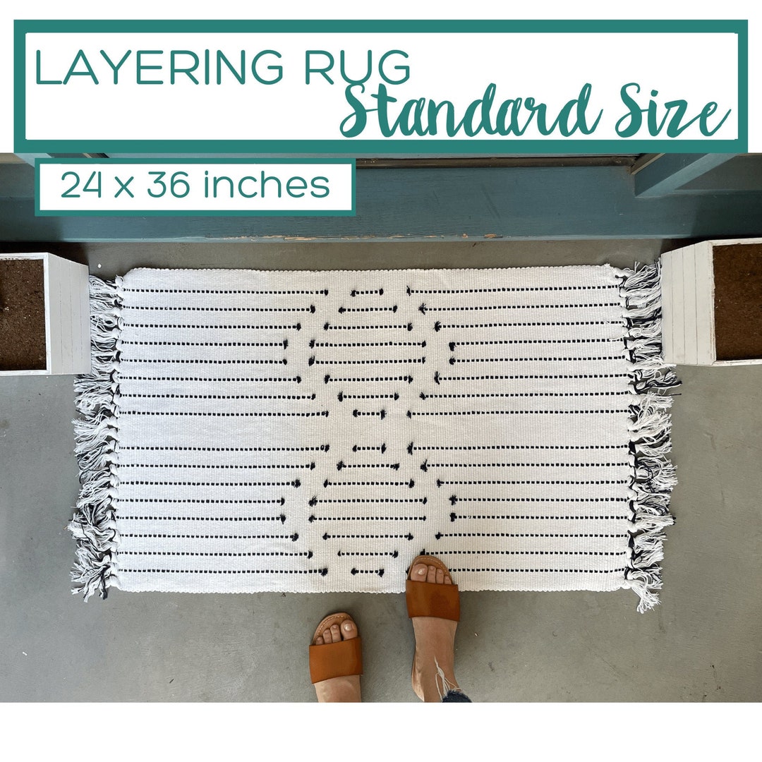 Doormat Layering Rug Small, Front Porch Rug Navy Blue, Striped Rug for ...