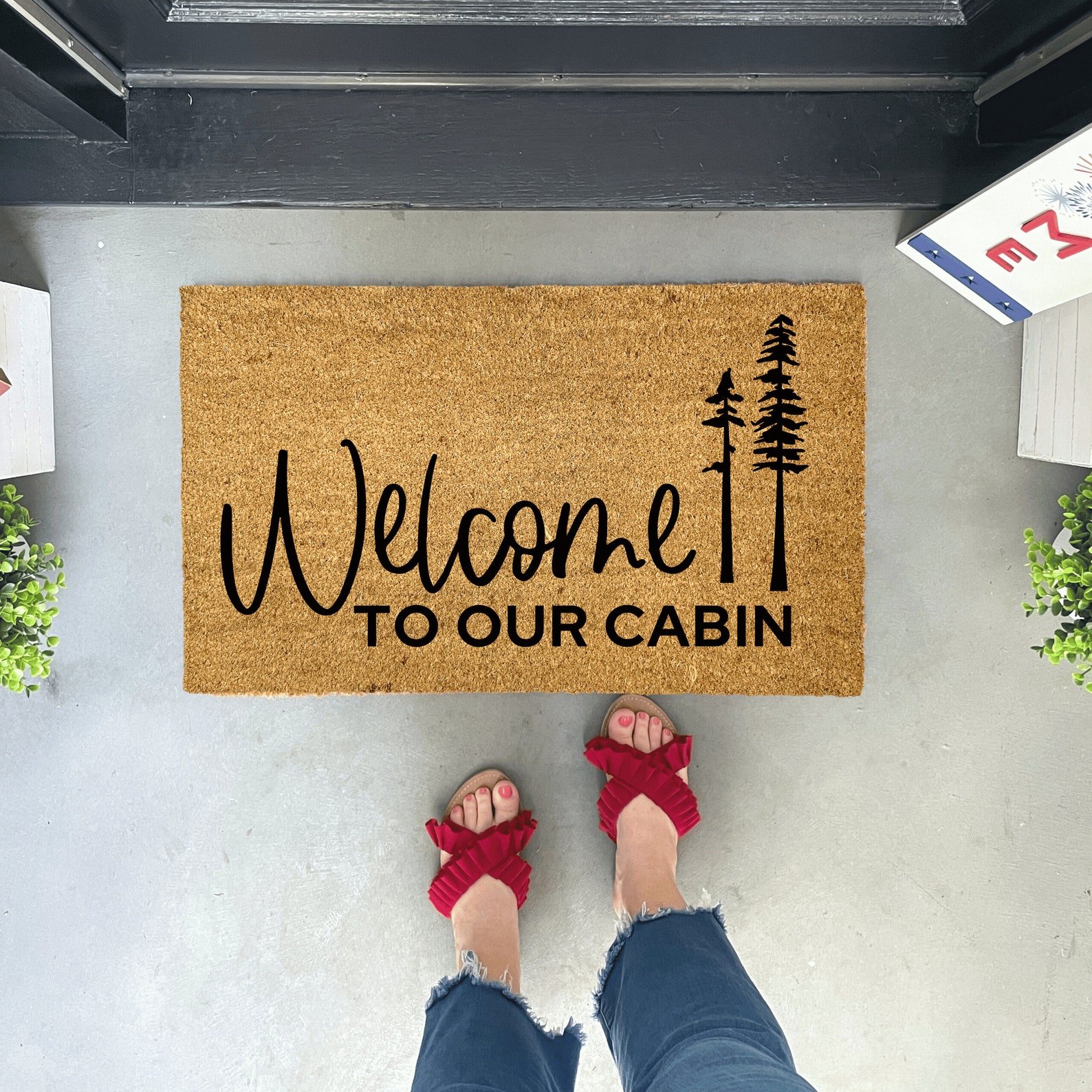 Cabin Doormat, Outdoor Doormat, Welcome to Our Cabin, Cabin Decor ...