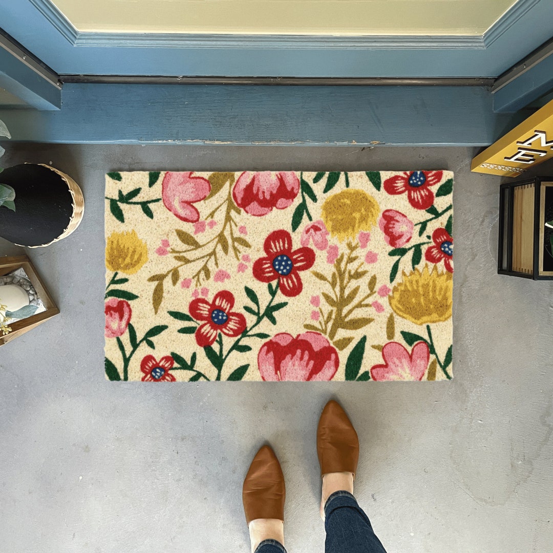 Flower Doormat, Floral Doormat, Spring Welcome Mats, Front Door Decor ...
