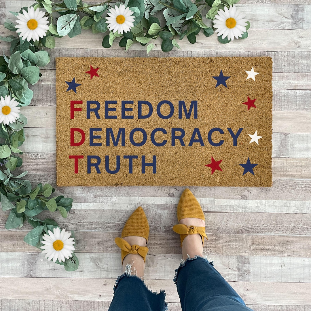Freedom Democracy Truth Doormat, Patriotic Welcome Mat, Anti Trump ...