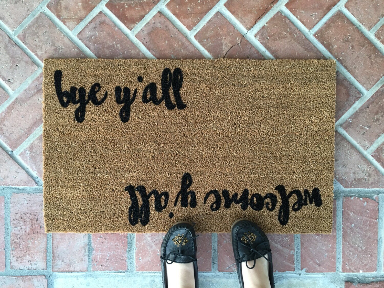 Hello Goodbye Doormat Welcome Y'all Mat Funny Doormat | Etsy