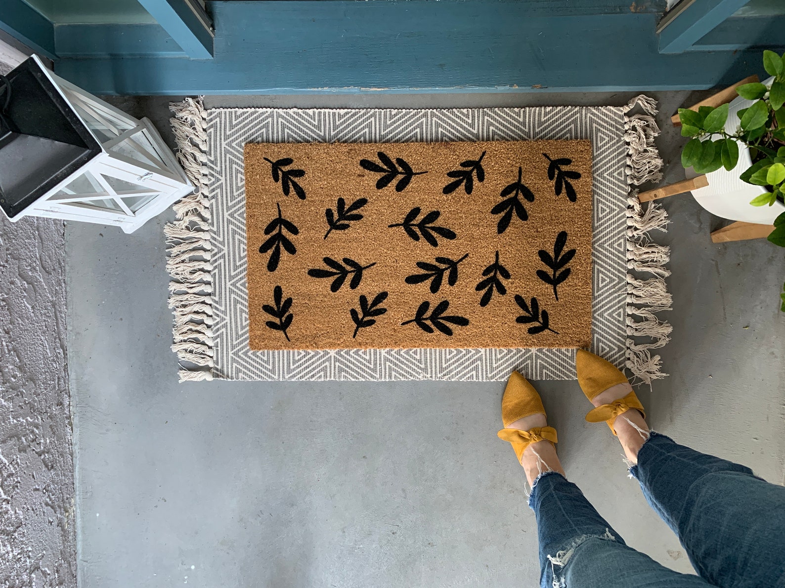 Leaf Door Mat Outdoor Welcome Mat Spring Doormat Plant | Etsy