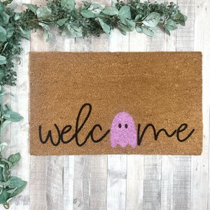Halloween Doormat, Ghost Welcome Mat, Pink Halloween Decor Outdoor, Boo ...