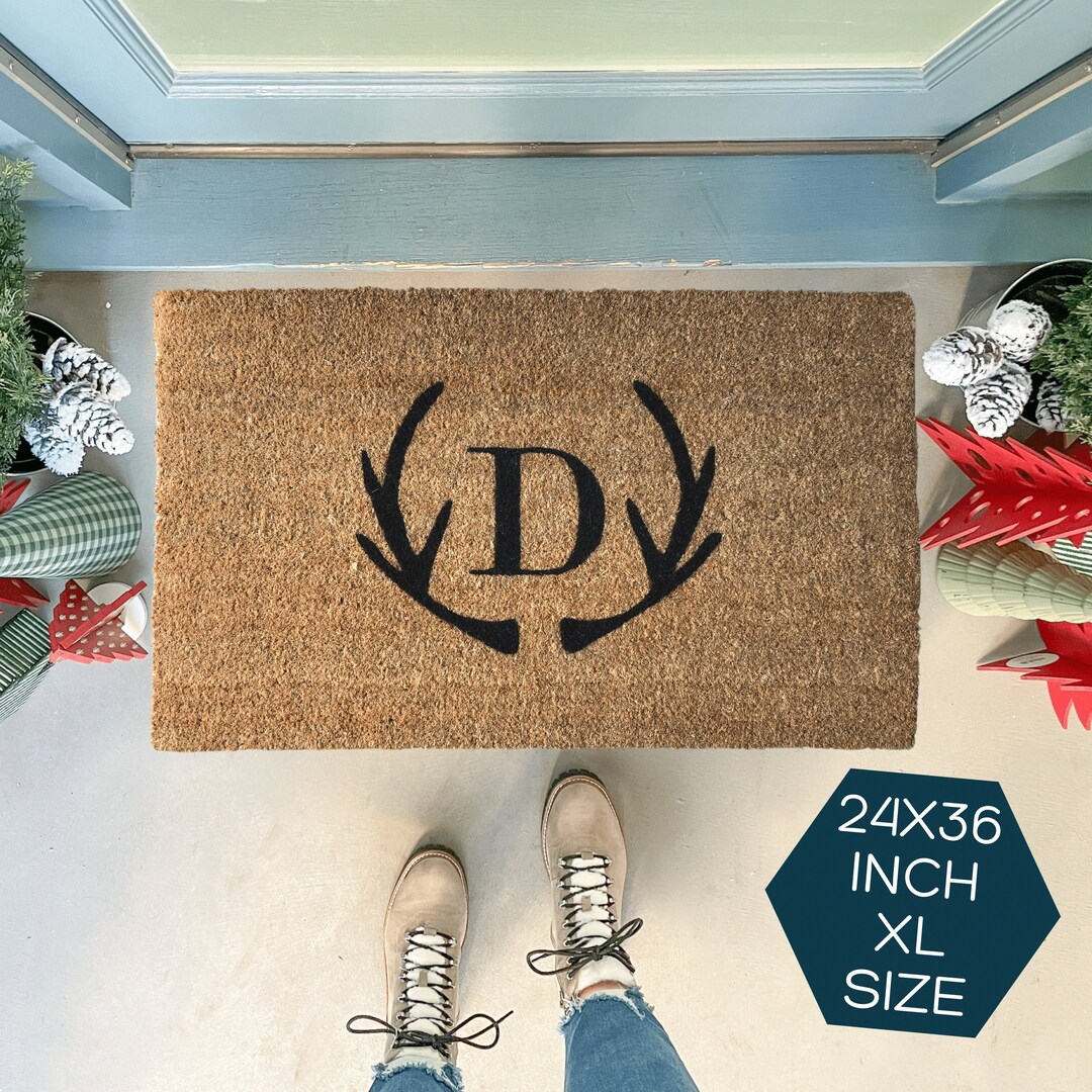 Large Doormat, Antler Doormat, Custom Welcome Mat, Personalized Doormat ...