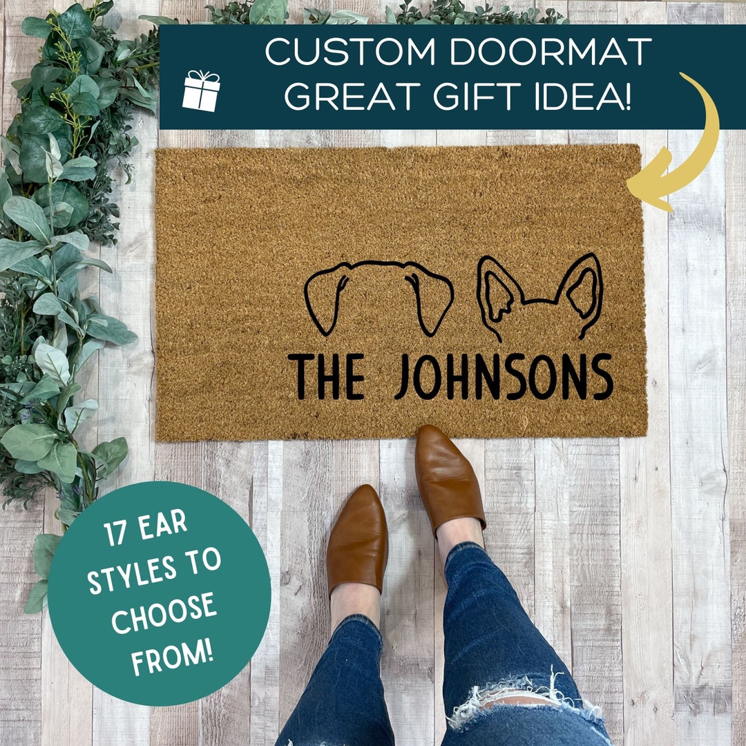 Custom Dog Doormat, Dog Ear Door Mat, Personalized Dog Gift, Last Name ...