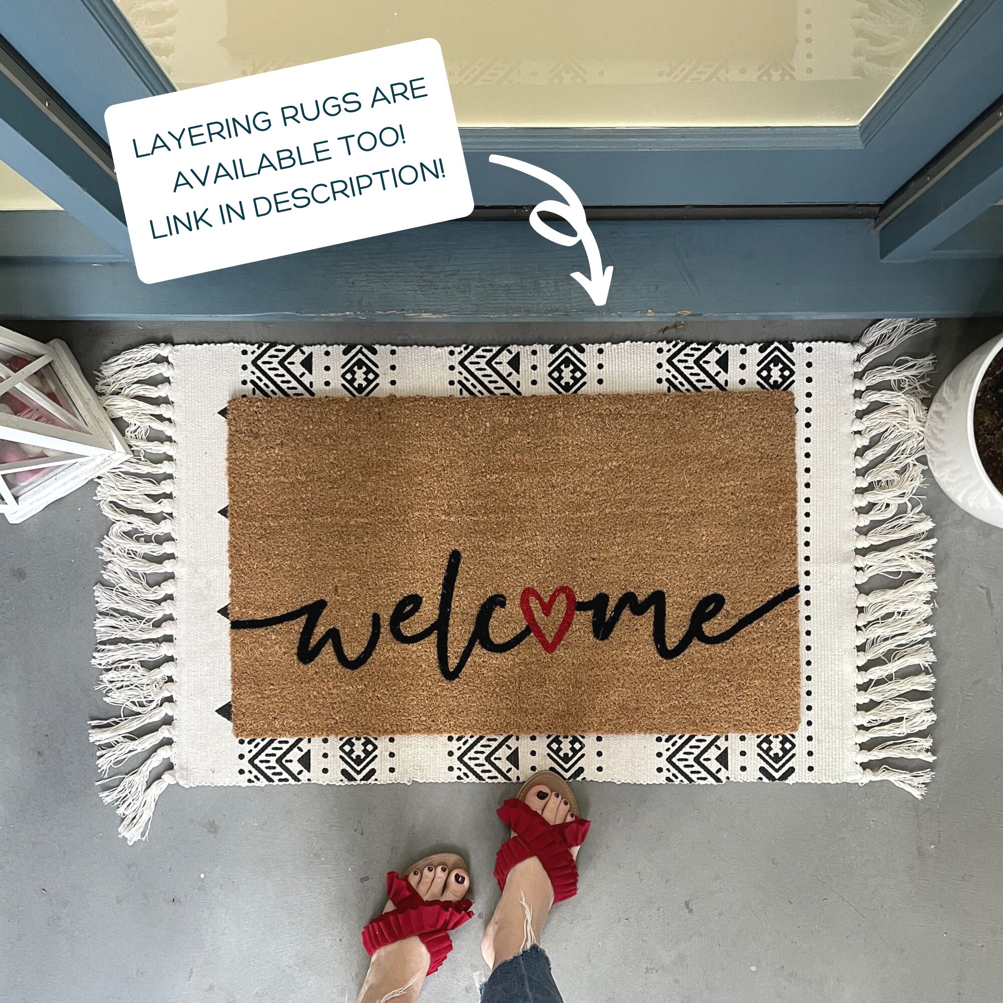 Valentine's Welcome Mat, Valentine's Doormat, Spring Door Mat, Heart ...