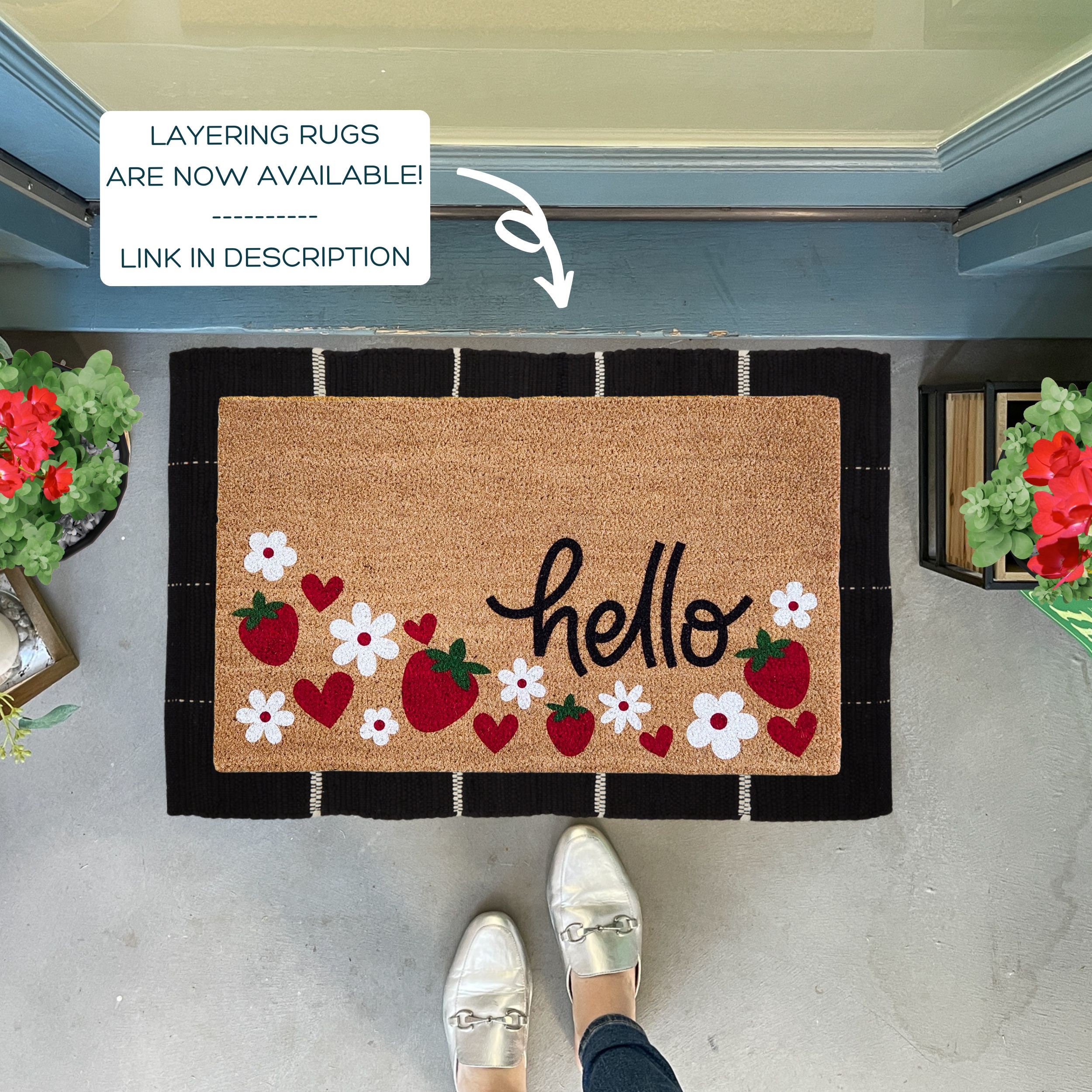 Strawberry Doormat Summer, Colorful Doormat for Spring, Strawberry ...