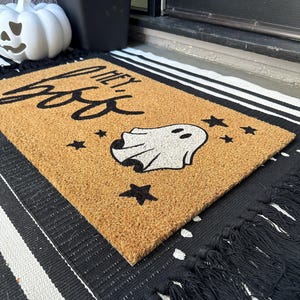 Hey Boo Doormat Halloween, Ghost Doormat Large, Outdoor Halloween Decor ...