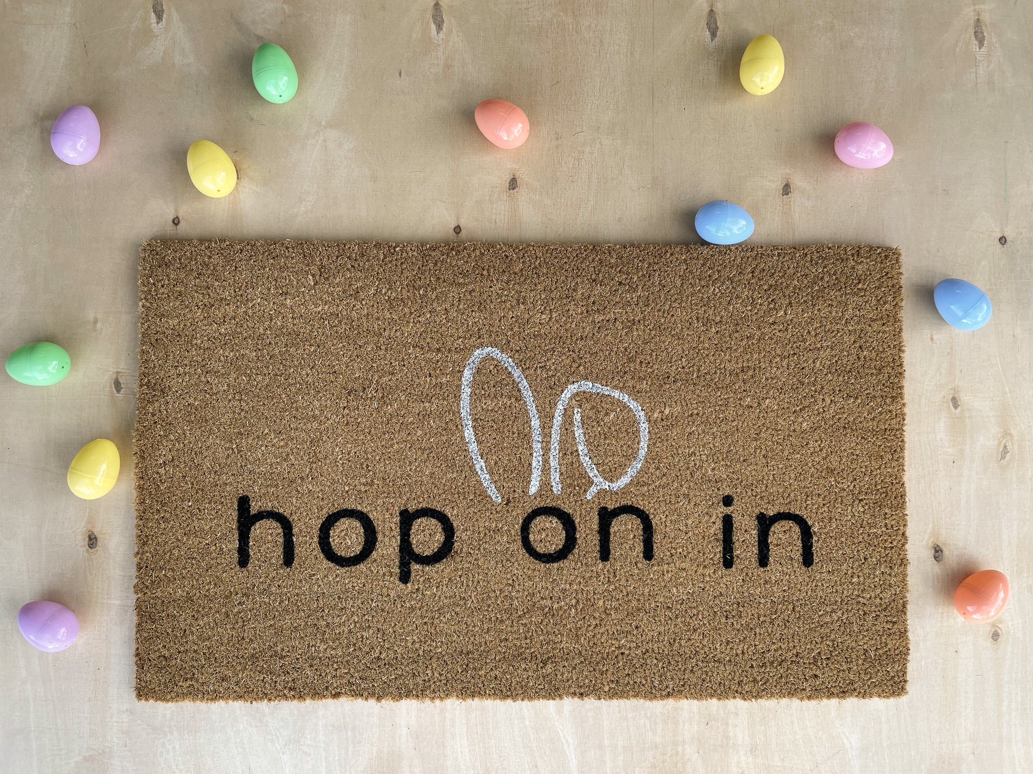 Easter Bunny Decor Outdoor Welcome Mat Spring Welcome Mat - Etsy
