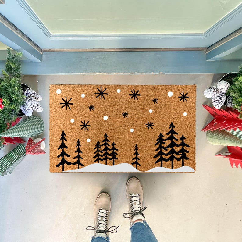 Winter Doormat Coir, Christmas Doormat Snowflakes, Christmas Decor for ...