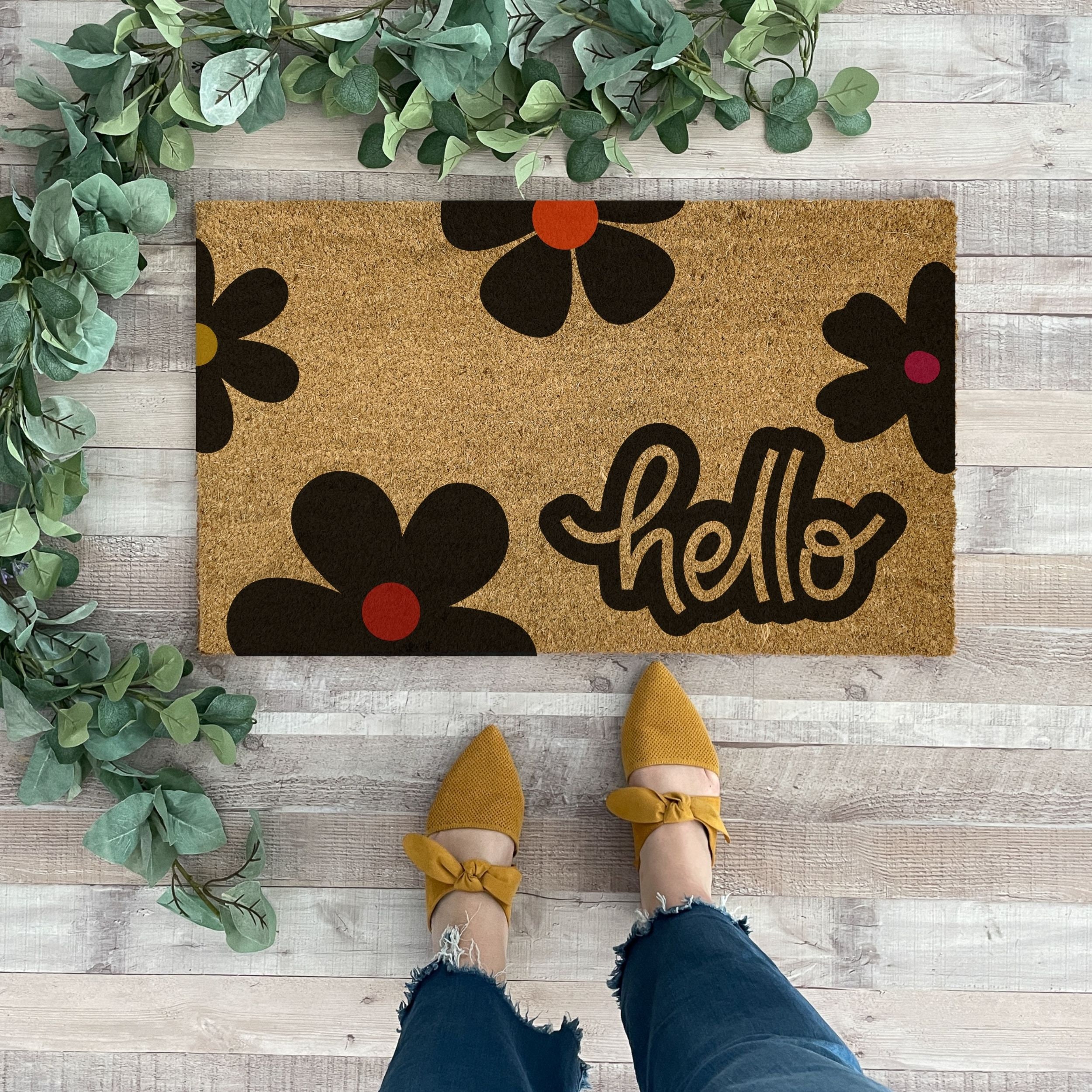 Spring Doormat Flowers, Daisy Doormat Large, Floral Door Mat, Spring ...