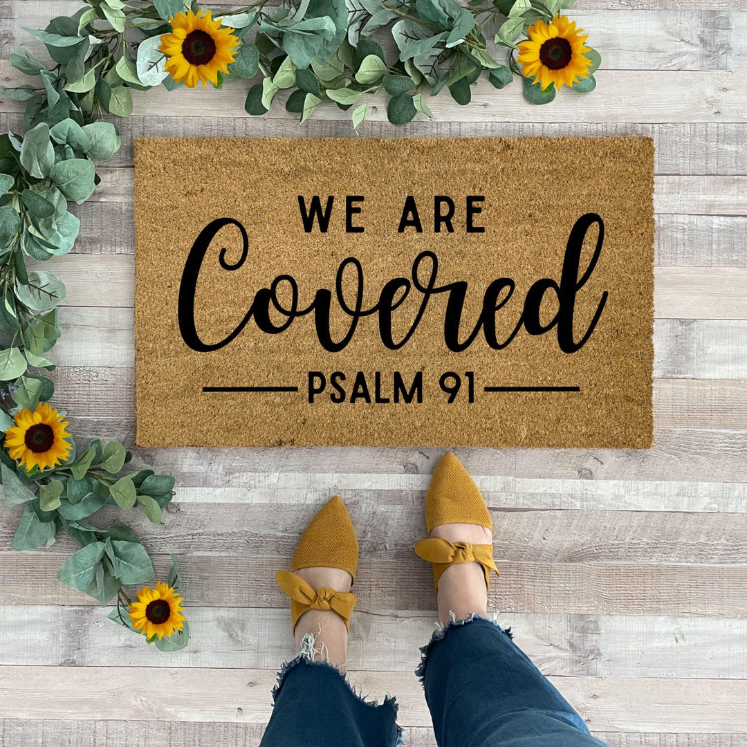 Christian Doormat Large, We Are Covered Outdoor Welcome Mat, Religious ...