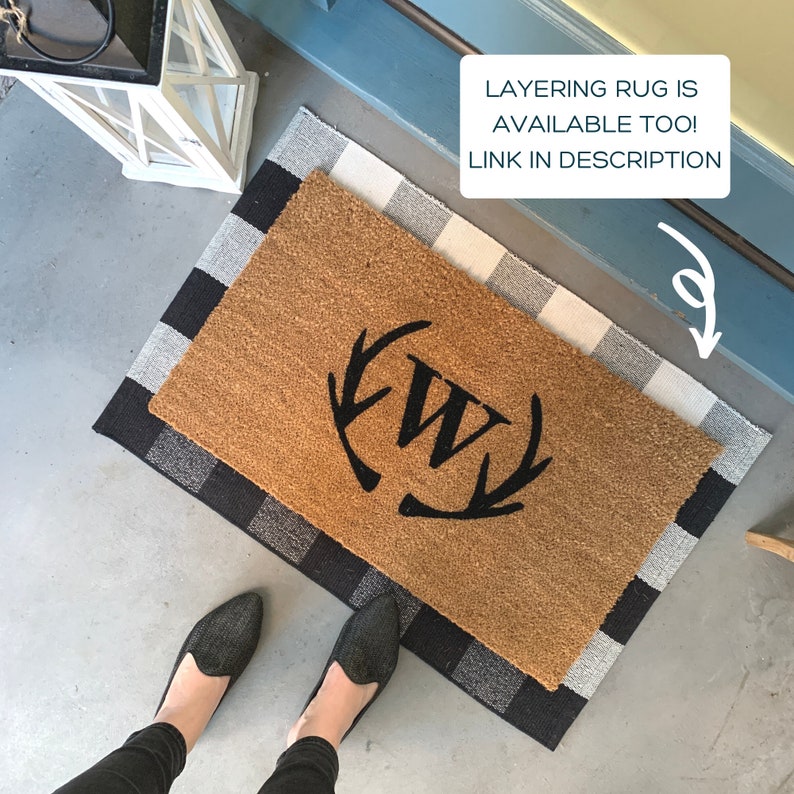 Antler Doormat, Custom Welcome Mat, Personalized Doormat, Monogram ...