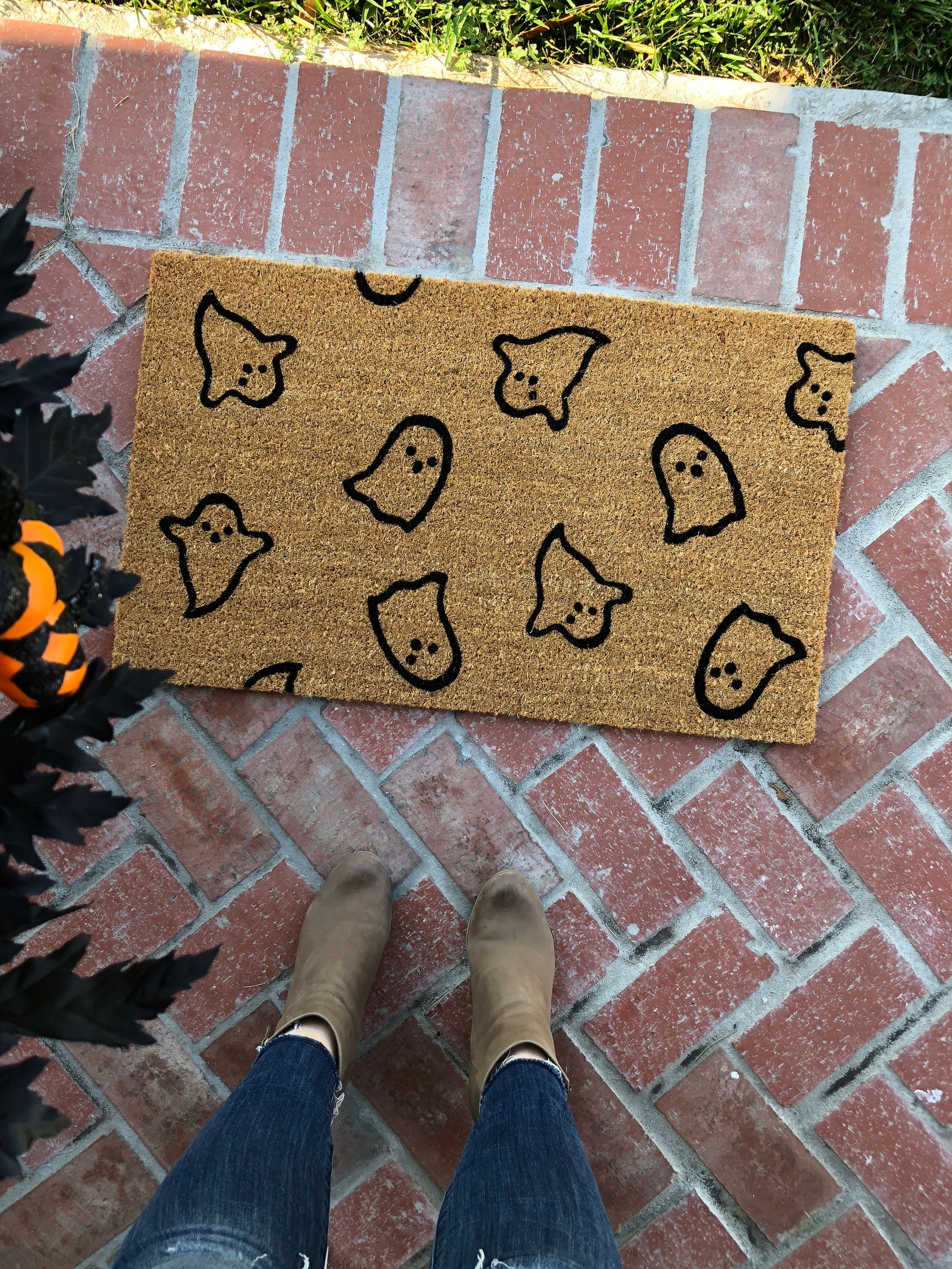 Halloween Doormat Ghost Doormat Ghost Decor Halloween | Etsy