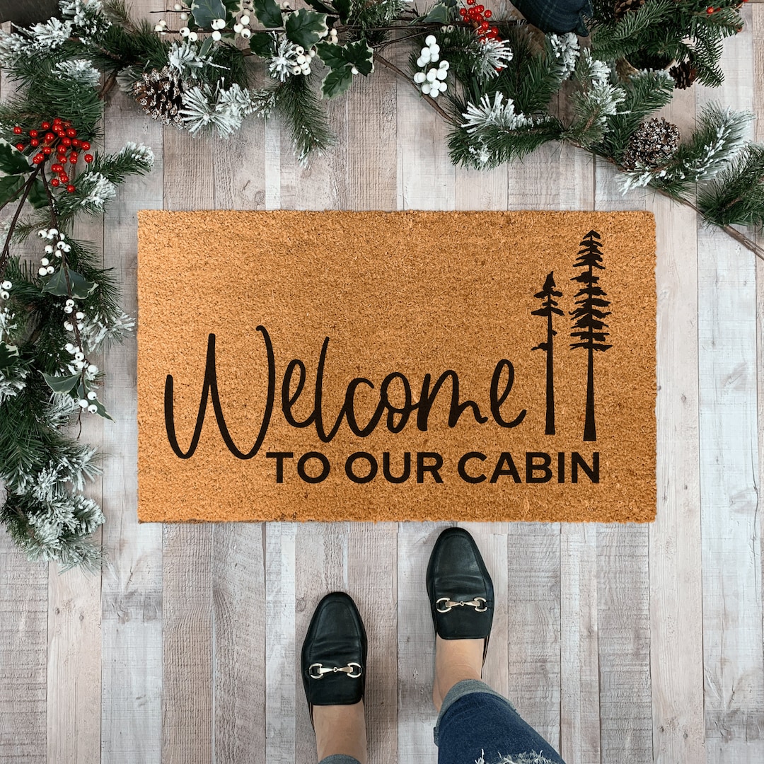 Cabin Doormat, Outdoor Doormat, Welcome to Our Cabin, Cabin Decor ...