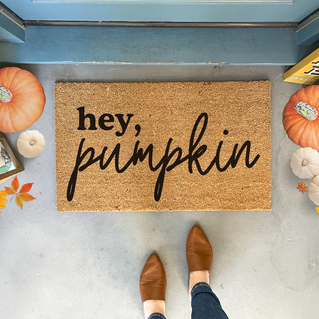 Hey Pumpkin Doormat for Fall, Fall Front Porch Decor, Thanksgiving ...