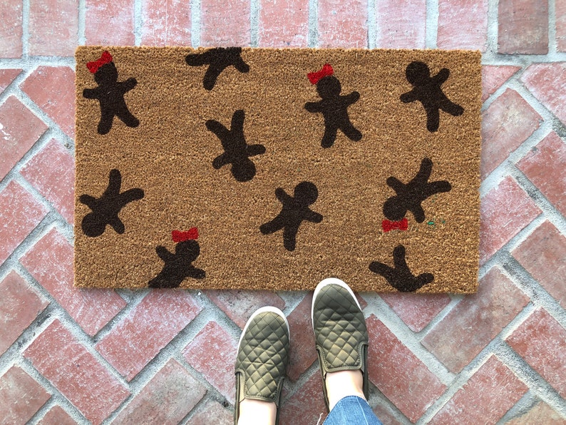 Gingerbread Decor, Christmas Doormat, Holiday Welcome Mat, Gingerbread ...