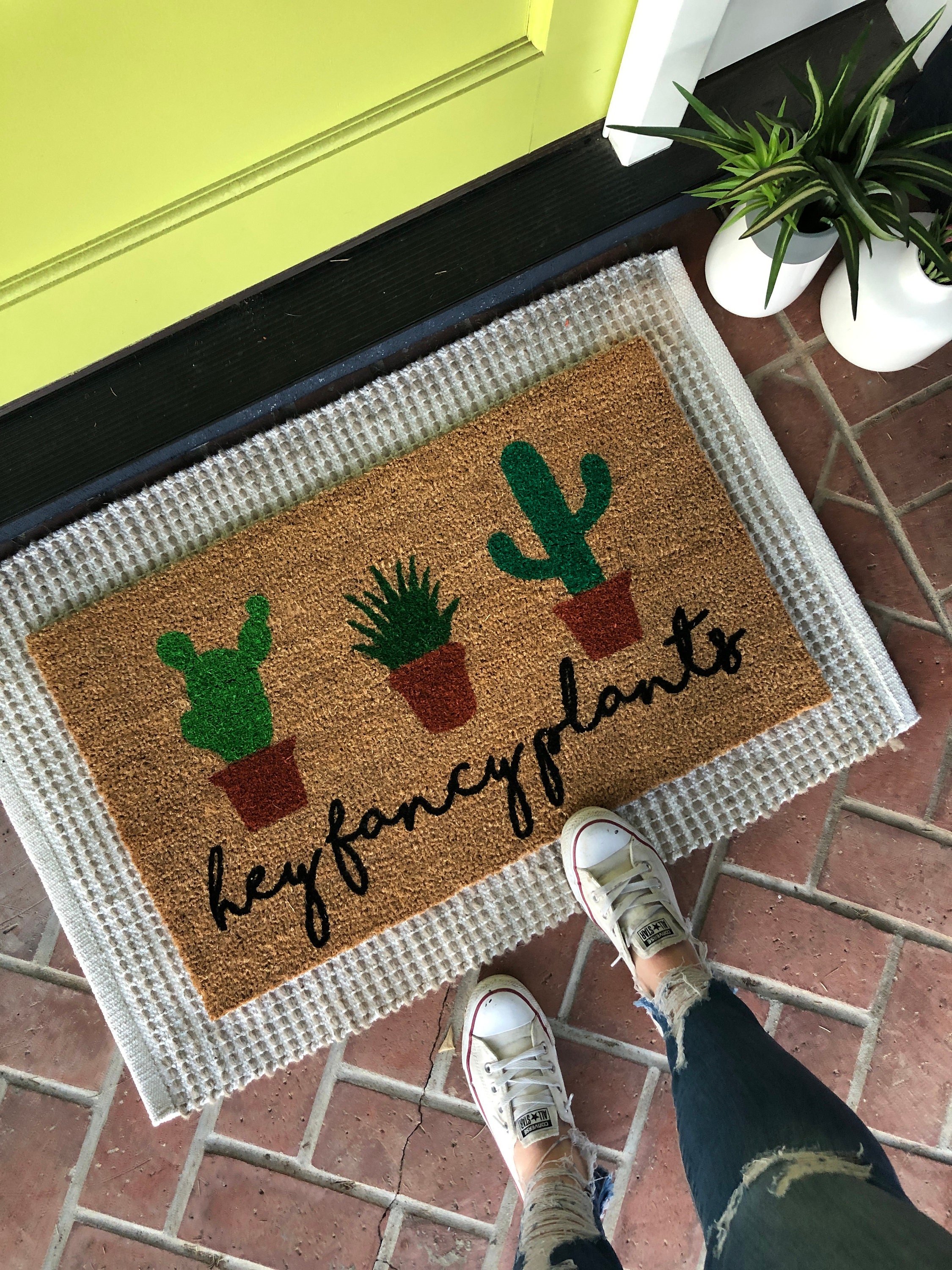Cactus Doormat / Hey Fancy Plants / Plant Welcome Mat / | Etsy