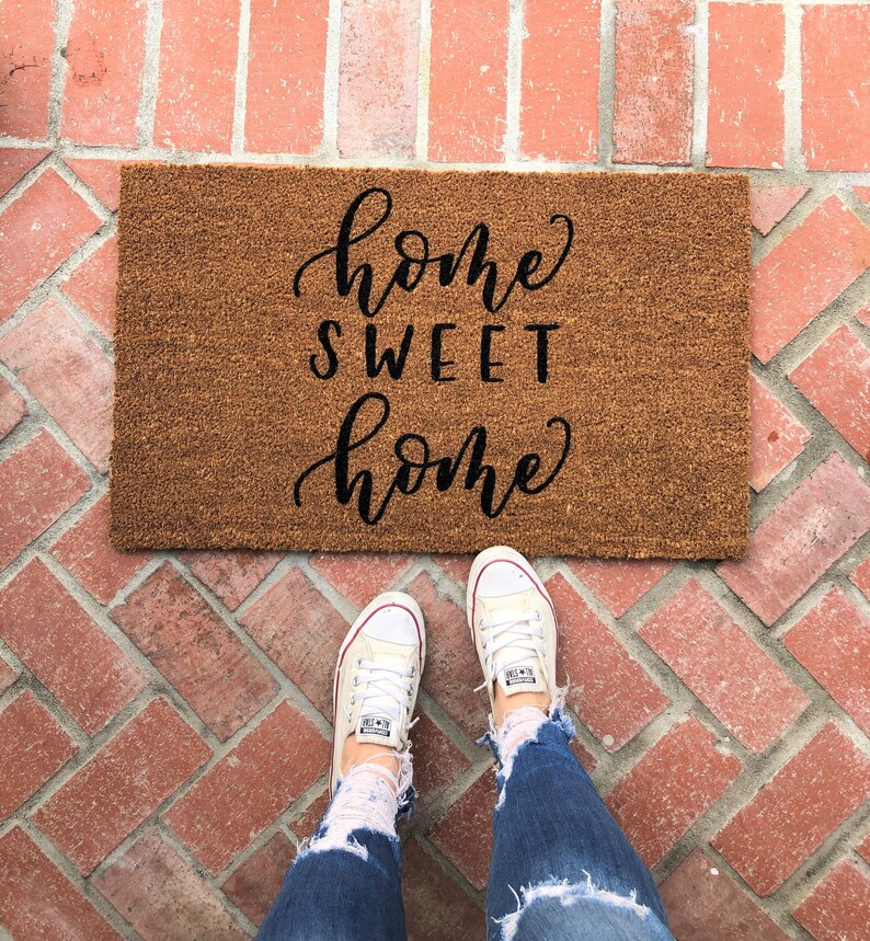 Home Sweet Home Doormat, Farmhouse Doormat, New Home Gift, Calligraphy ...