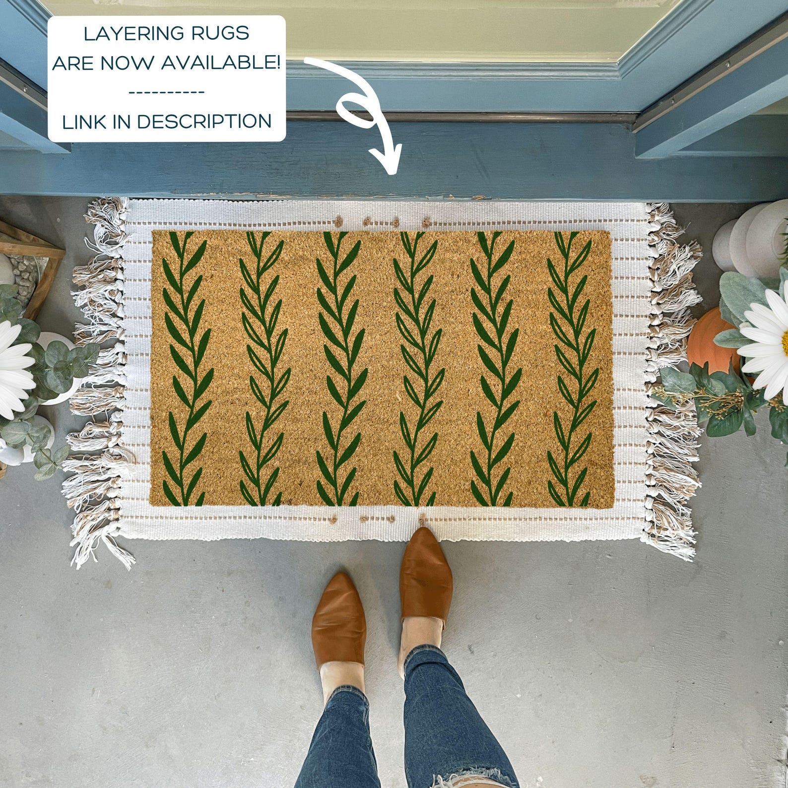 Leaf Door Mat Large, Easter Welcome Mat, Spring Doormat 24x36 Inch ...