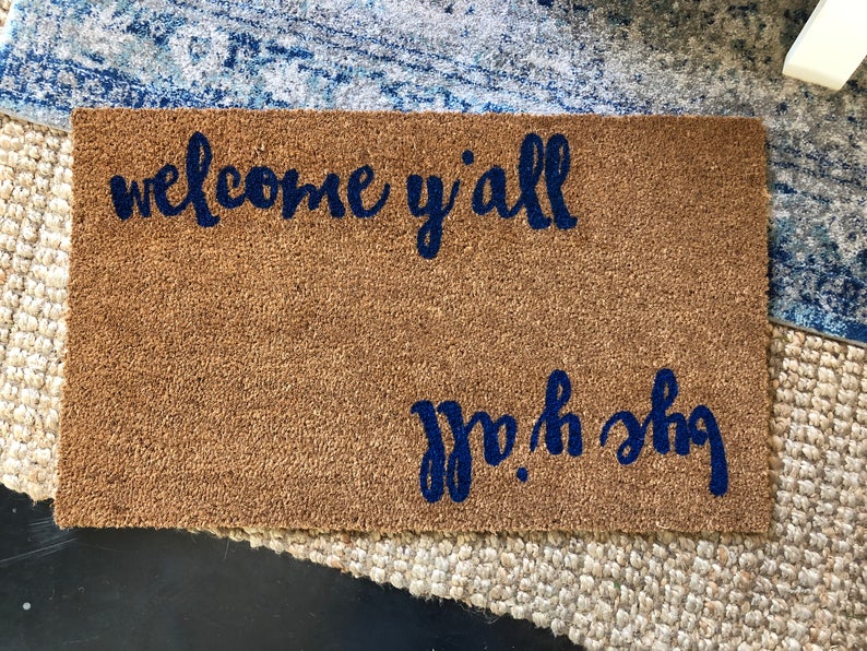 Hello Goodbye Doormat Welcome Y'all Mat Funny Doormat - Etsy
