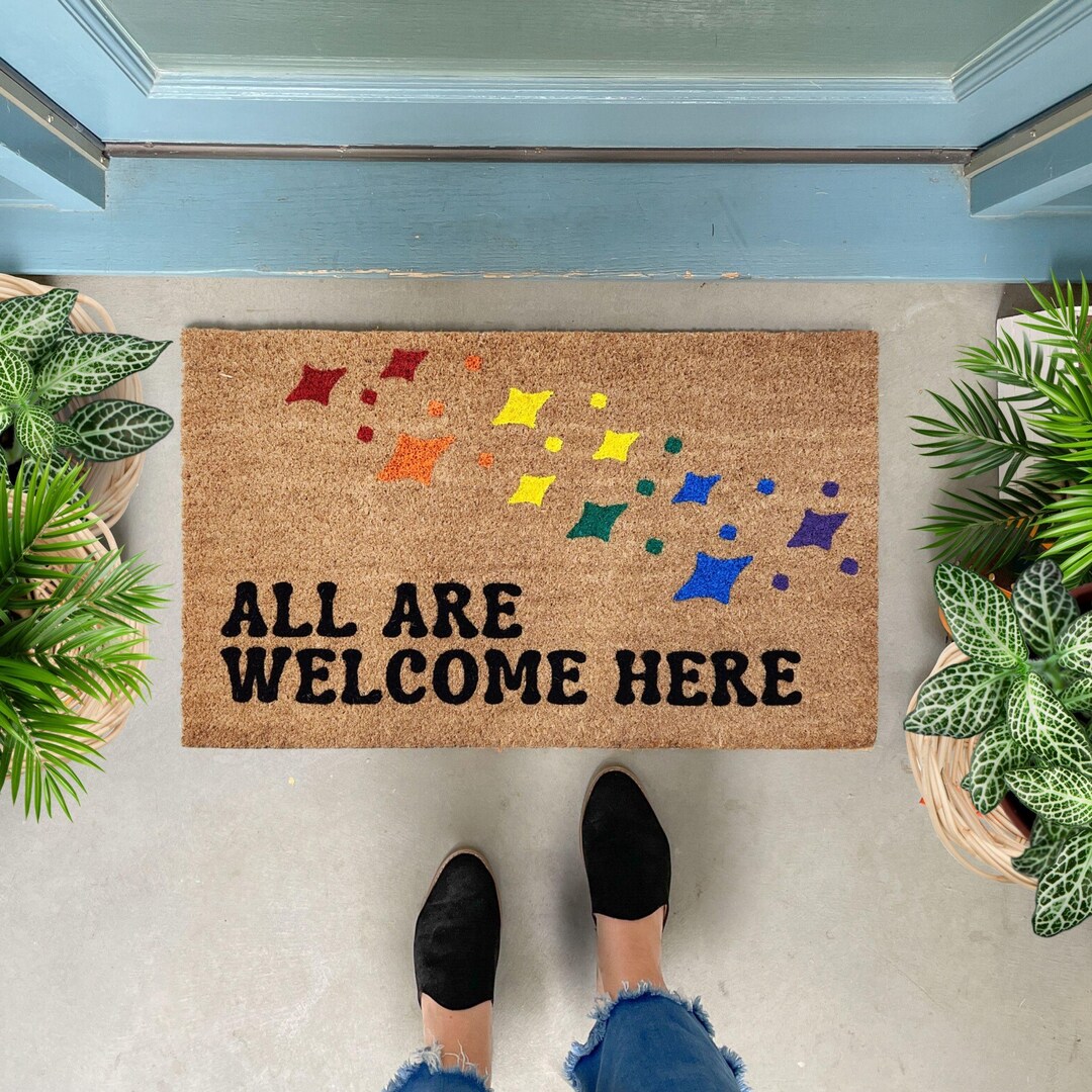 Pride Doormat, All Are Welcome Sign, LGBT+ Pride Gift for Couple ...