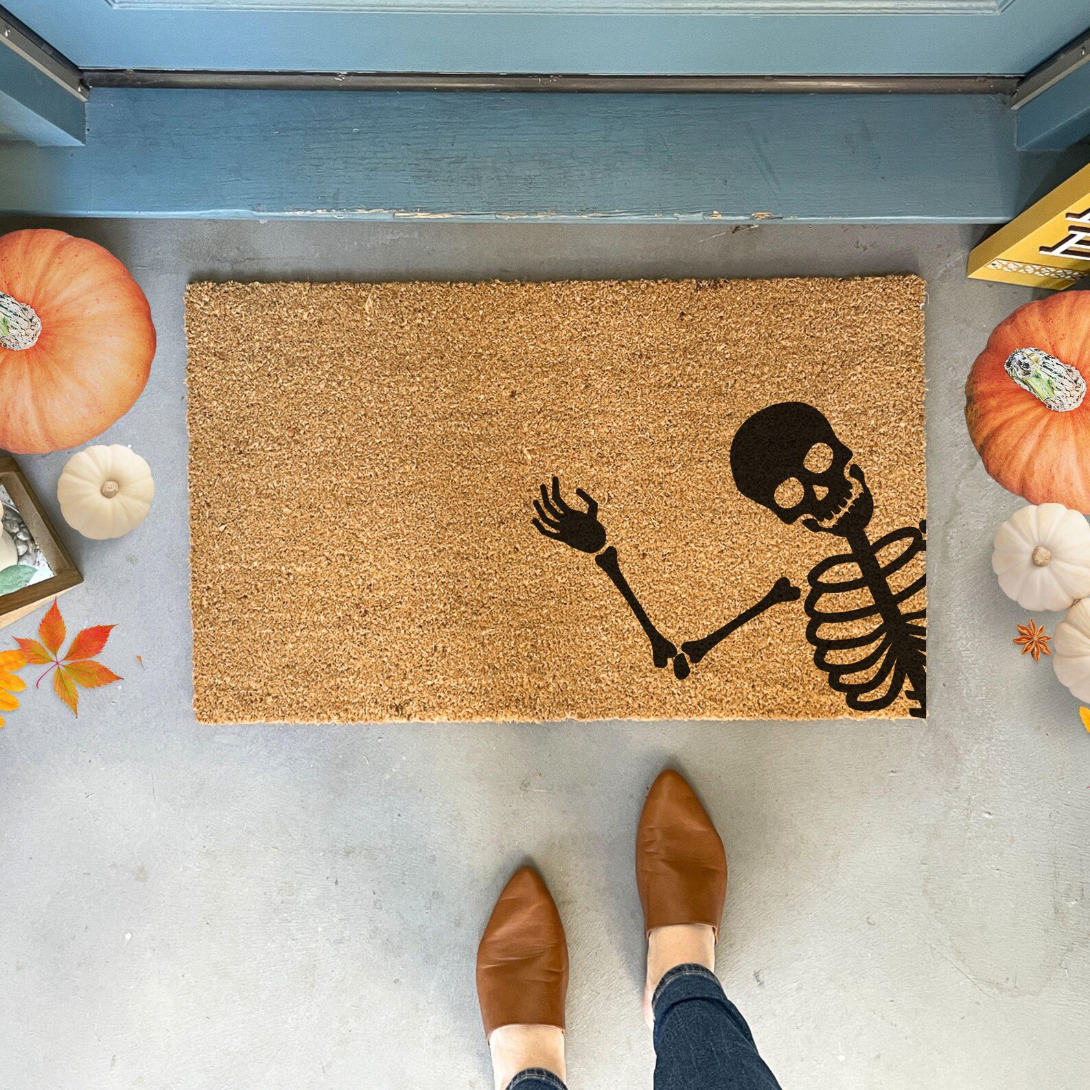 Halloween Doormat Skeleton, Skeleton Welcome Mat, Halloween Decor ...