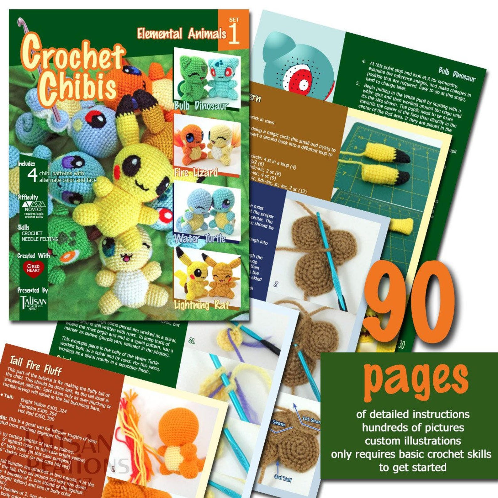 Crochet Chibis: Set 1 Pattern Book Pokemon Inspired Animals Like ...