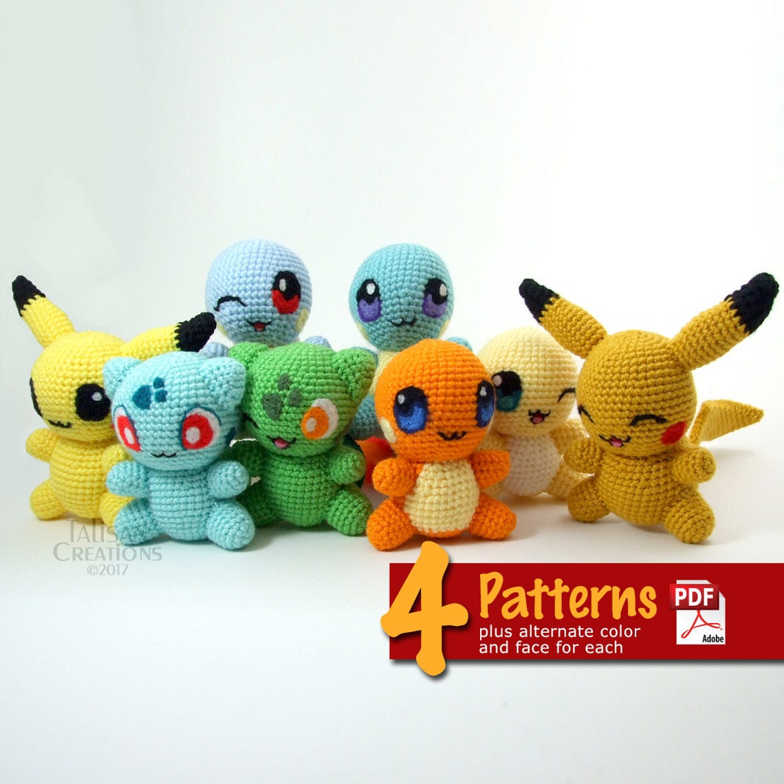 Crochet Chibis: Set 1 Pattern Book Pokemon Inspired Animals Like ...
