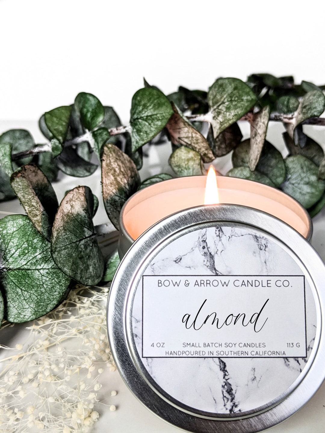 4 Oz Natural Soy Candle Almond Scented | 4 Oz Tin Candle | Almond Scent ...